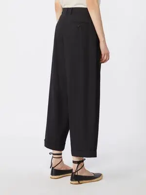 Max Mara Tailored Wide-leg Trousers With Belt Loops - Black