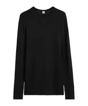 TOTEME Long-sleeved Crewneck T-shirt - Black