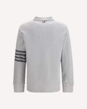 Thom Browne 4-bar Long-sleeved Polo Shirt - Gray