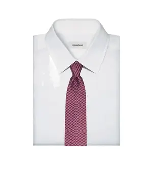 FERRAGAMO Gancini Regimental Print Silk Neck Tie - Red