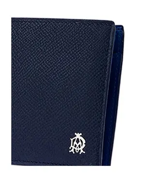 Dunhill Navy Blue Logo Double Fold Wallet