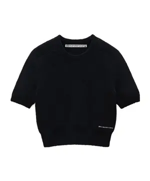 Alexander Wang Short Sleeve Cropped Ribbed Top