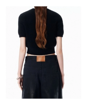 Alexander Wang Short Sleeve Cropped Ribbed Top