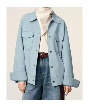 AMI Paris Leather Jacket With Metal Snaps