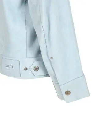 AMI Paris Leather Jacket With Metal Snaps