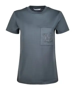 Max Mara Short Sleeve Crewneck T-shirt With Pocket - Gray