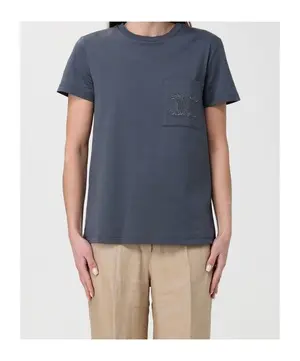 Max Mara Papaia Logo Patch Crewneck T-shirt - Gray