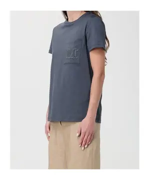 Max Mara Papaia Logo Patch Crewneck T-shirt - Gray