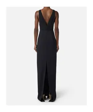 Elisabetta Franchi V-neck Maxi Gown With Golden Metal Detail