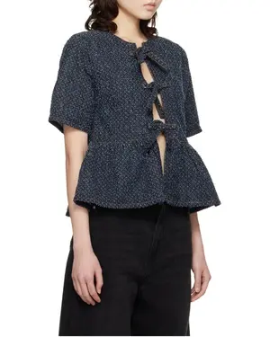 GANNI Bow Peplum Top
