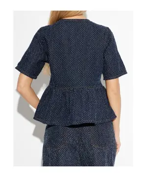 GANNI Bow Peplum Top