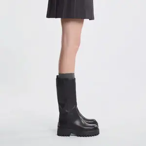 Hogan Lug-sole Side-zip Leather Boots - Black