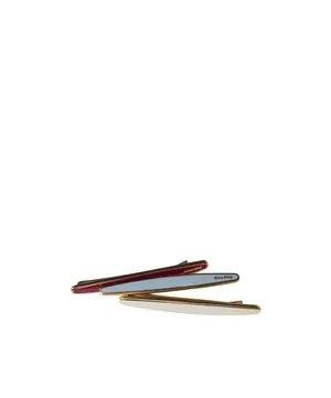 Miu Miu Set Of 3 Enameled Metal Hair Clips With Logo Detail - Multicolor