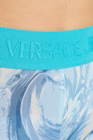 Versace Logo Waistband Flared-leg Trousers - Blue