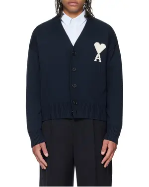 AMI Paris De Coeur V-neck Cardigan - Blue