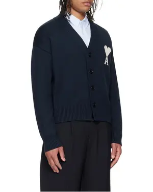 AMI Paris De Coeur V-neck Cardigan - Blue
