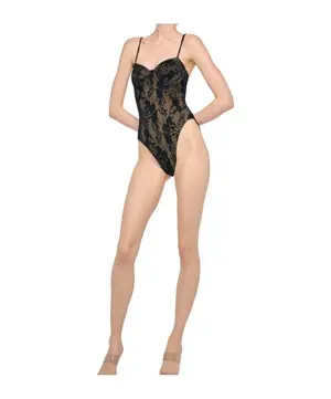 Norma Kamali Spaghetti Strap Lace Bodysuit