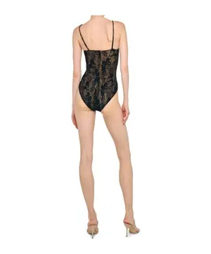 Norma Kamali Spaghetti Strap Lace Bodysuit