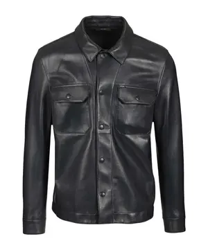 TOM FORD Long-sleeved Leather Shirt Jacket - Black