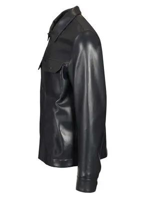 TOM FORD Long-sleeved Leather Shirt Jacket - Black