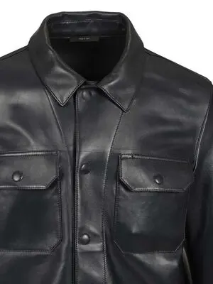 TOM FORD Long-sleeved Leather Shirt Jacket - Black
