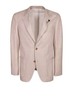 LARDINI Textured Stripe Two-button Blazer - Beige