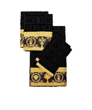 Versace Barocco Beach Towel Set - Black