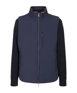 MOORER Long-sleeve Jacket With Nylon Body And Knit Sleeves - Blue