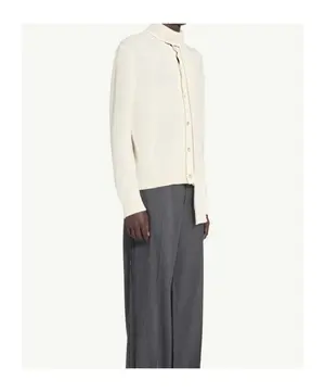 MAISON MARGIELA Knitted Cardigan With Integrated Scarf Detail - White