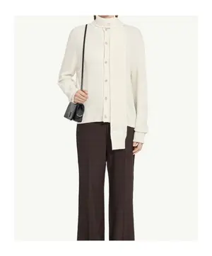 MAISON MARGIELA Knitted Cardigan With Integrated Scarf Detail - White