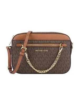 Michael Kors Monogrammed Crossbody Bag With Chain Detail