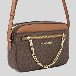 Michael Kors Monogrammed Crossbody Bag With Chain Detail