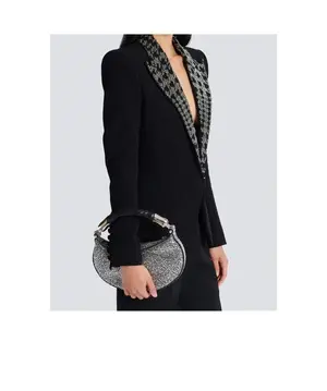 Balmain Ebony Embellished Mini Hand Bag
