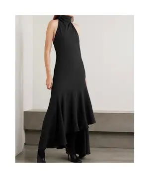 Alaïa High-neck Ribbed Wool Maxi Dress