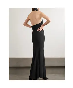 Alaïa High-neck Ribbed Wool Maxi Dress