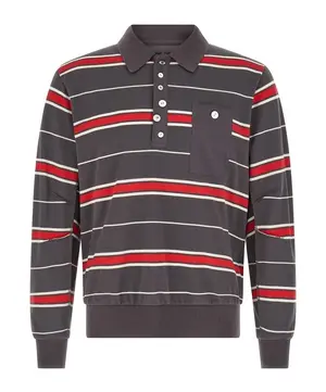 Undercover Striped Long-sleeve Polo Shirt - Black