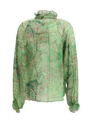 Etro Paisley Ruffled Sheer Blouse