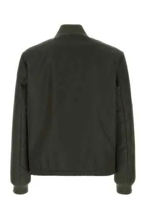Prada Re-nylon Bomber Jacket With Ribbed Details And Iconic Logo