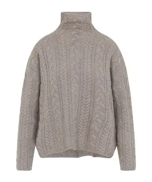 Max Mara Cable-knit Turtleneck Sweater - Gray