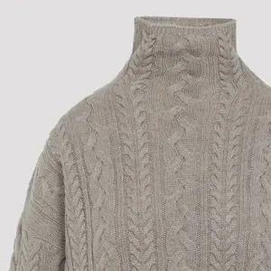 Max Mara Cable-knit Turtleneck Sweater - Gray