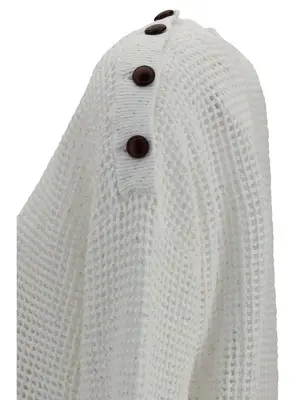 Brunello Cucinelli Mesh Ribbed Jumper With Button Detailing