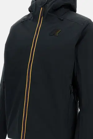 K-WAY Zip-up Hooded Jacket With Logo - Black