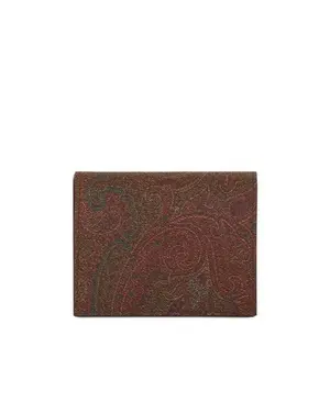 Etro Paisley Print Logo Embroidered Bi-fold Cardholder
