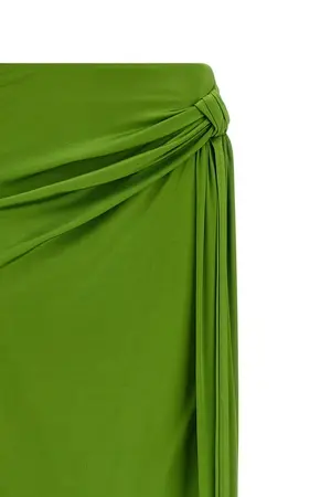 Elisabetta Franchi Draped Maxi Skirt With Front Knot Detail - Green