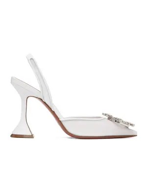 Amina Muaddi Begum Pointed-toe Slingback Sandals With Crystal Embellishment - White