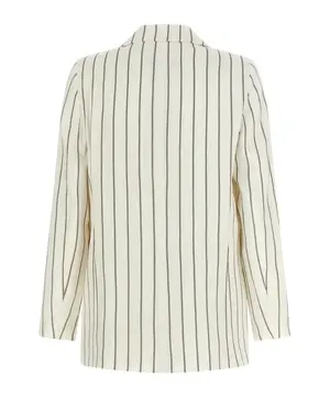 Peserico Single Breasted Pinstripe Twill Blazer - White