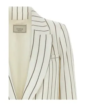 Peserico Single Breasted Pinstripe Twill Blazer - White