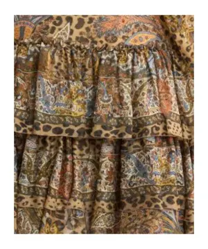 Etro Paisley Printed Asymmetrical Ruffled Skirt - Brown