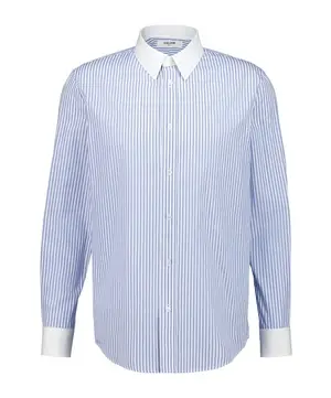 Celine Classic Shirt In Striped Cotton Poplin - Transparent Blue