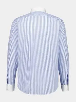Celine Classic Shirt In Striped Cotton Poplin - Transparent Blue